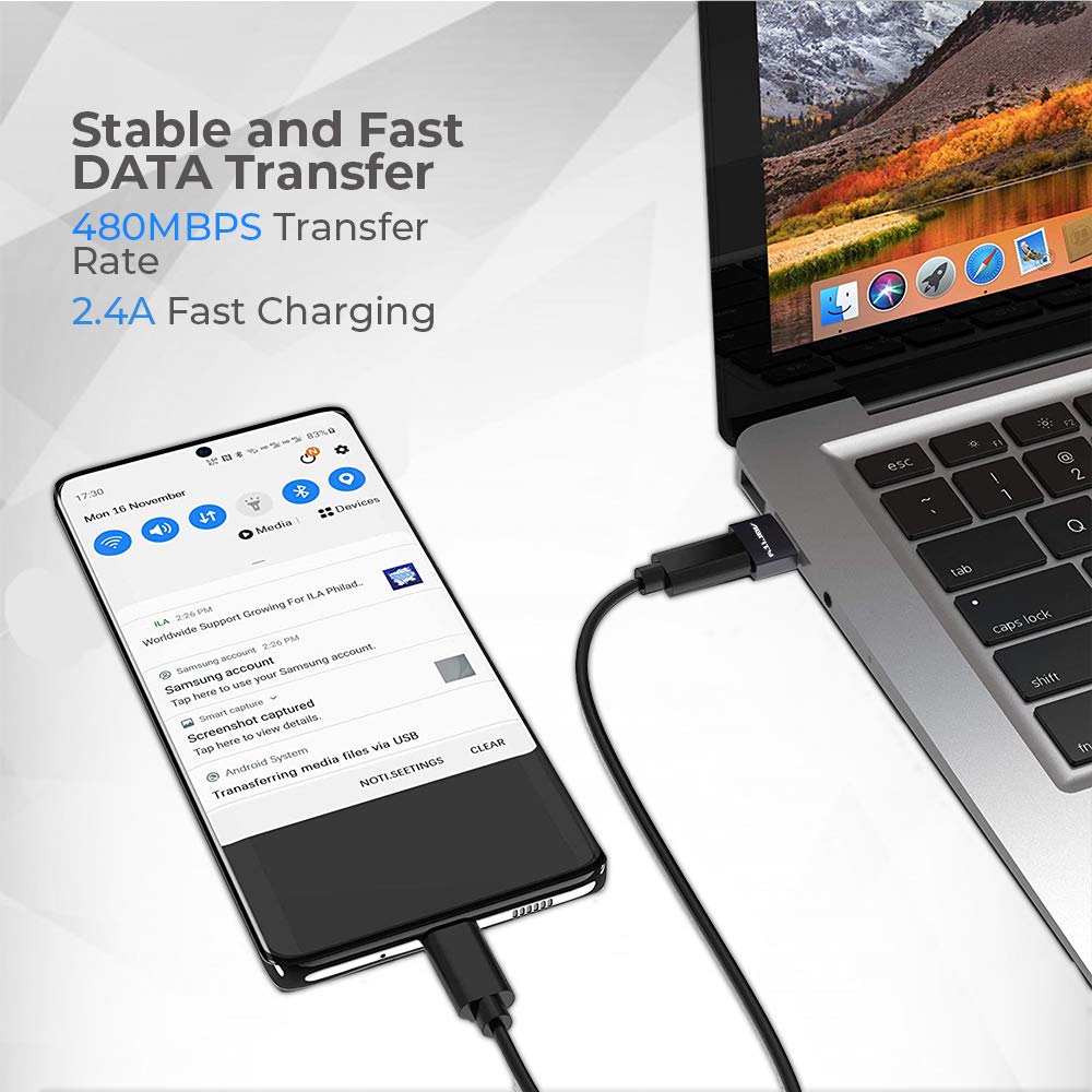Apple iPhone Samsung 2-Pack USB C to USB A Adapter, Type C Plug OTG Adapter for Laptop, SD Card Reader, Headphones, Wall Port, Charger Cable