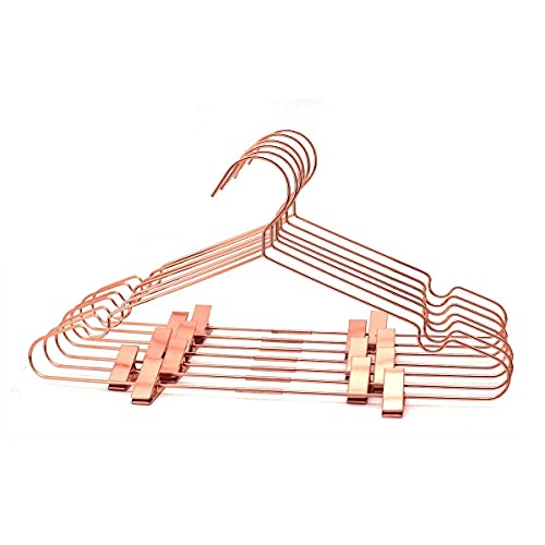 10Pack Koobay 17" Metal Hook Wire Rose Gold Copper Hangers with Clips Clothes Stroage Coat Hangers