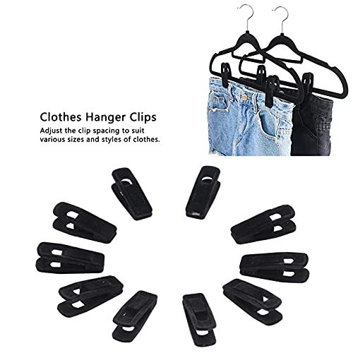 10PCS Flocking Hanger Clips Non Slip Velvet A Clip Pants Hangers Clip Skirt Hanger for Pants Skirt Business Suit Socks Black(黑色)