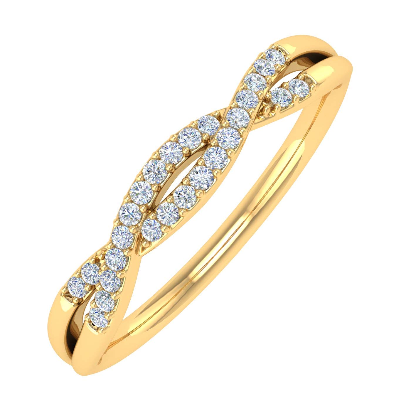 1/10 Carat (ctw) 10K Yellow Gold Diamond Ladies Swirl Stackable Anniversary Ring (Ring Size 8) (I1-I2 Clarity)