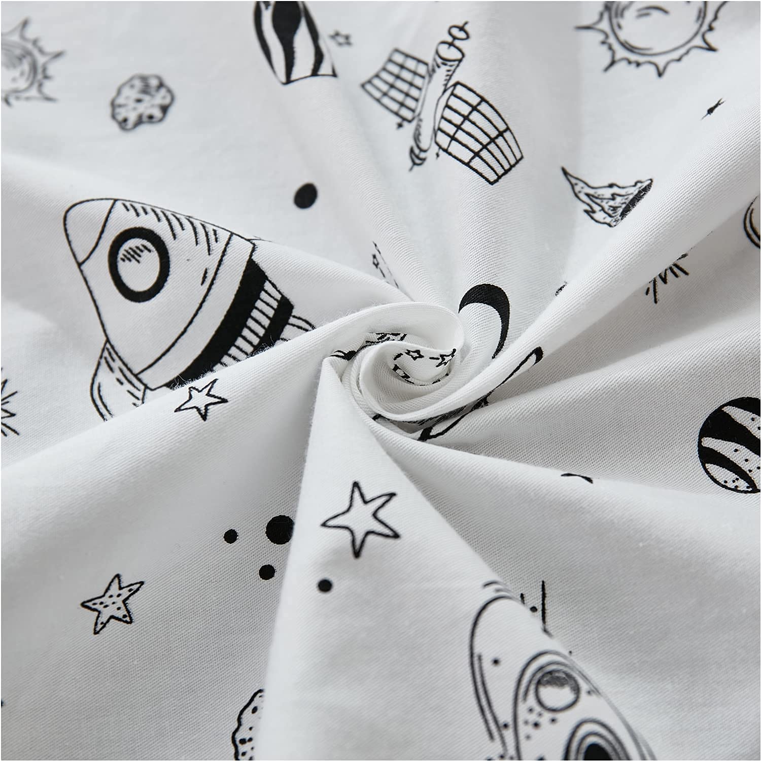 Brandream Milky Way Space Galaxy 3-Piece Baby Boy Girl Nursery Crib Bedding Set with Spaceship Rocket Theme - Black and White Bedding