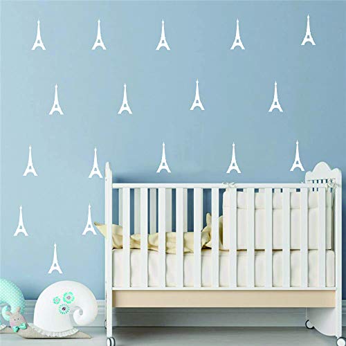40 Pieces/Pack Eiffel Tower Pattern Wall Sticker Vinyl Home Decoration Art Decor Sticker Kids Nursery Bedroom Boy Room Wall Decor Art Adesivo Decal (White)