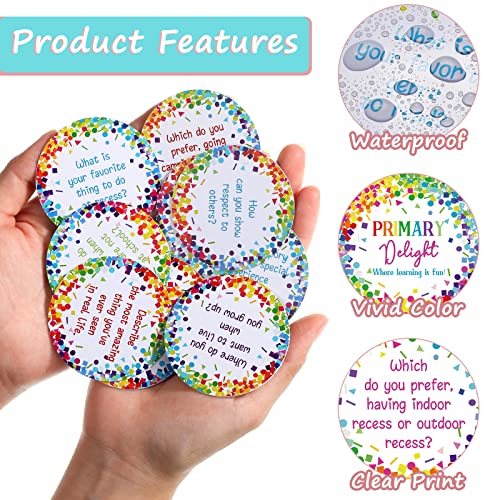 100 Pcs Morning Meeting Questions Cards Elementary Classroom Conversation Starter Chips for Primary Students Classroom Icebreaker Discussion CardsĀ for Learning Vocabulary Improve (Fresh Style)
