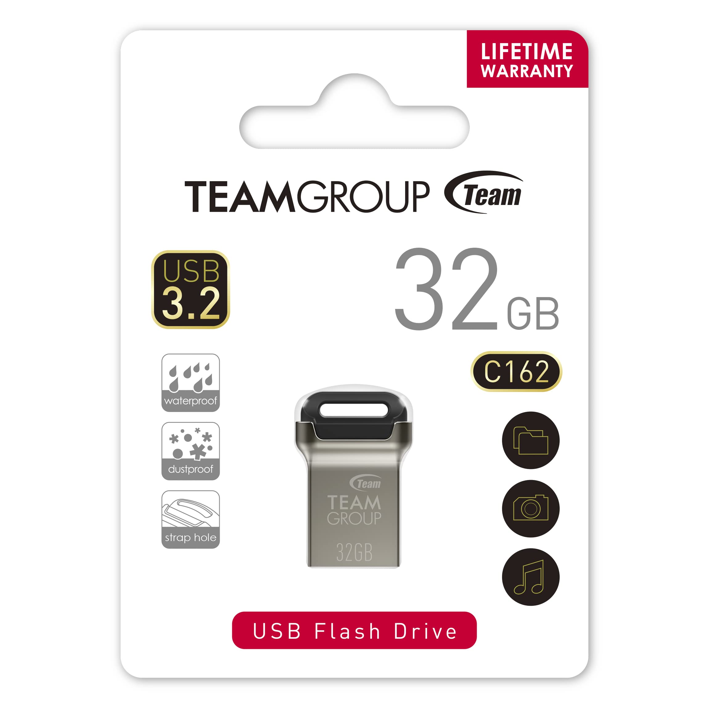 TEAMGROUP C162 32GB 5 Pack USB 3.2 Gen 1 USB 3.1/3.0 Mini Fits Metal Read 100MB/s Flash Thumb Drive External Data Storage Memory Stick Compatible with Computer/Laptop Black TC162332GB21