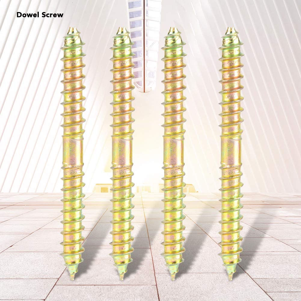 Double Ended Screws, 10Pcs Woodworking Dowel Screws 6 x 60mm, Zinc Plating Dowel Screws for Connecting Wood