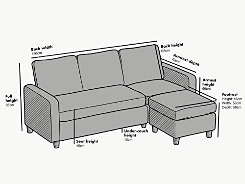 Cherry Tree Furniture Campbell 3-Seater Sofa with Reversible Chaise (Green)