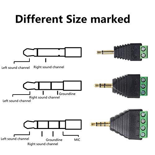 GELRHONR 3.5mm 4 Screw Terminal Adapter, 1/8 Inch 4 Pole Stereo TRRS Audio Plug Solderless Converter for Headphone Headset and Earphone(3-Pack)
