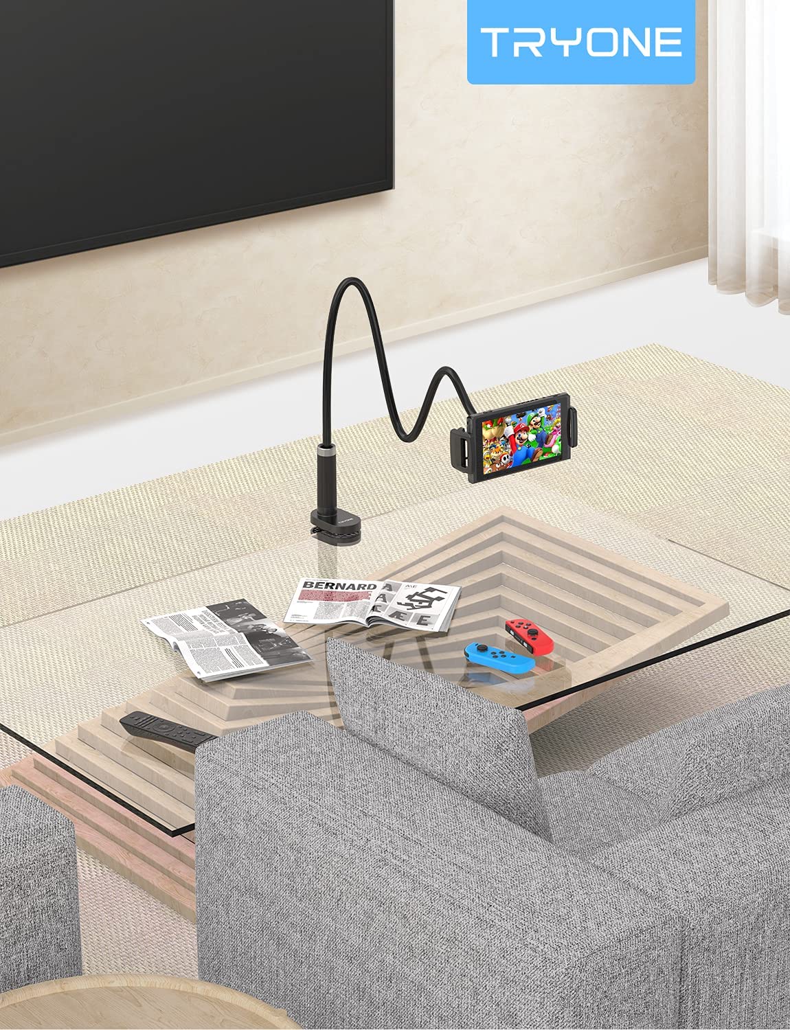 Gooseneck Tablet Holder Stand for Bed: Adjustable 39.4inch Flexible Lazy Arm Tablets Mount Compatible with iPad Pro Air Mini | Galaxy Tab | Kindle Fire | Switch or Other 4.7-12.9" Device
