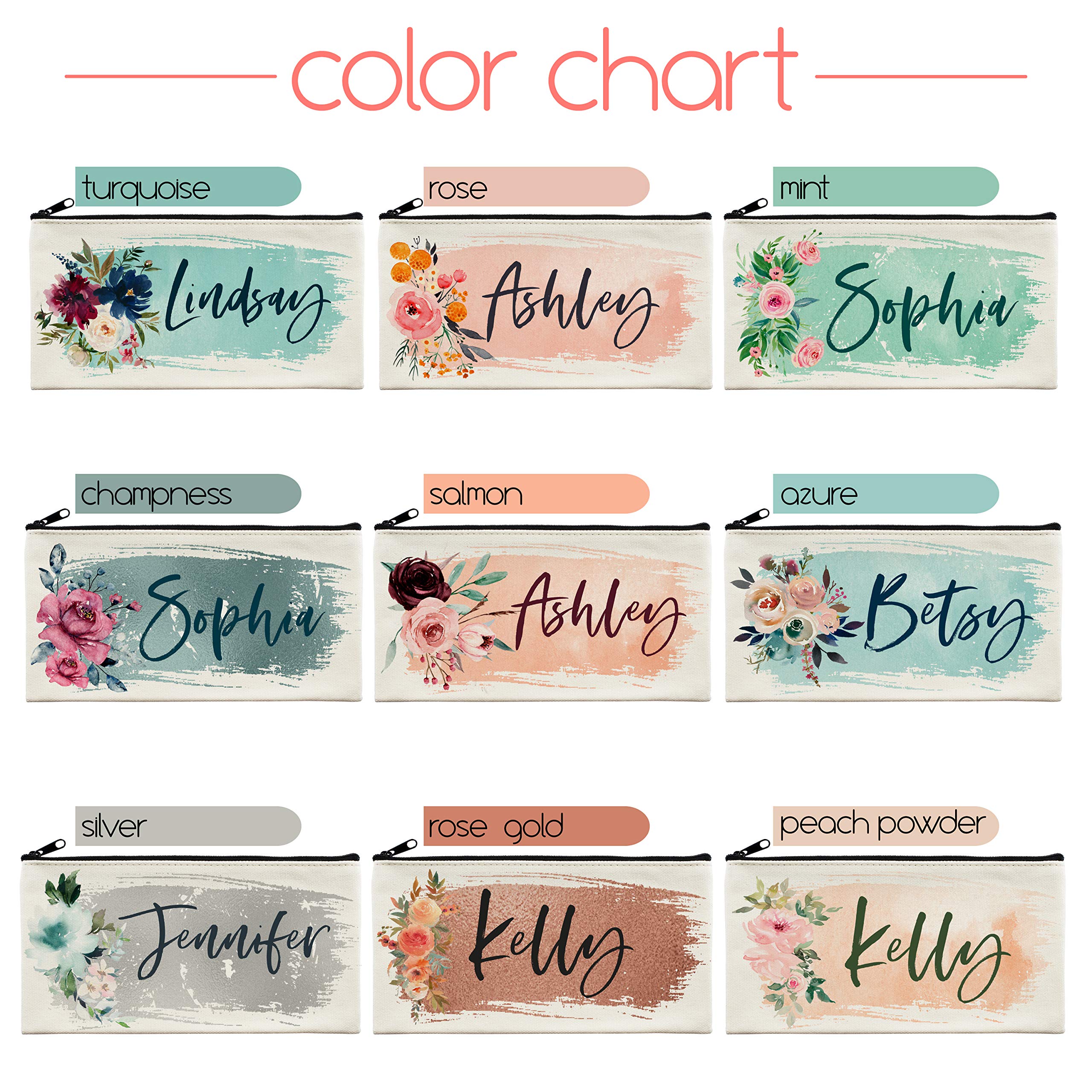 Bridesmaid Proposal Gifts - Personalized Makeup Bag for Women - 9 Colors - Custom Cosmetic Bag for Girls w/Name - Monogrammed Cosmetic Pouch