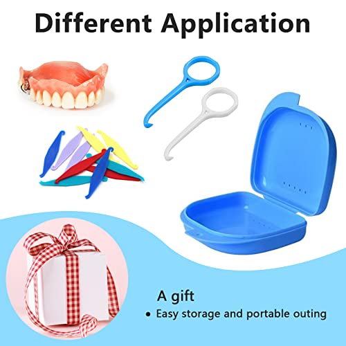 2 PCS Orthodontic Retainer Case,Retainer Case,Denture Case with Ventilation Holes for Mouth Guard and Floss (Purple)