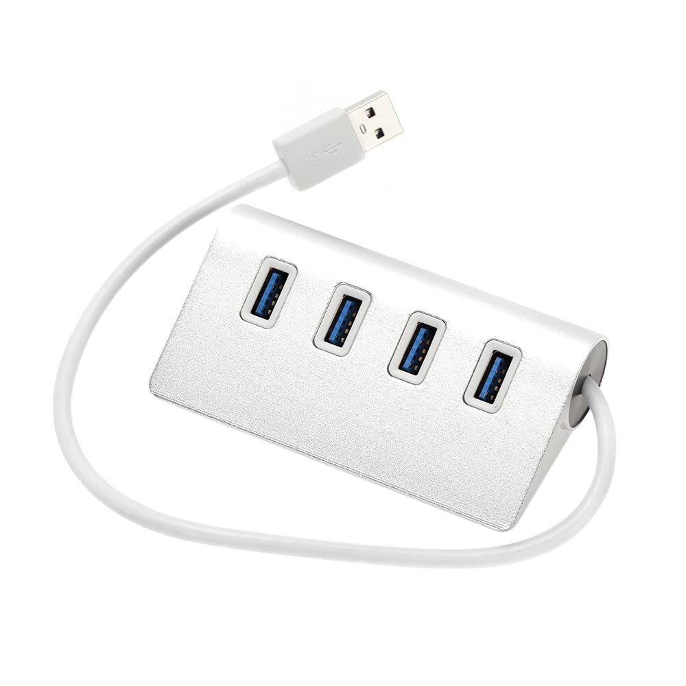 4 Port 2.0 USB Hub Aluminum Alloy Blue LED Portable Adapter Cable Splitter