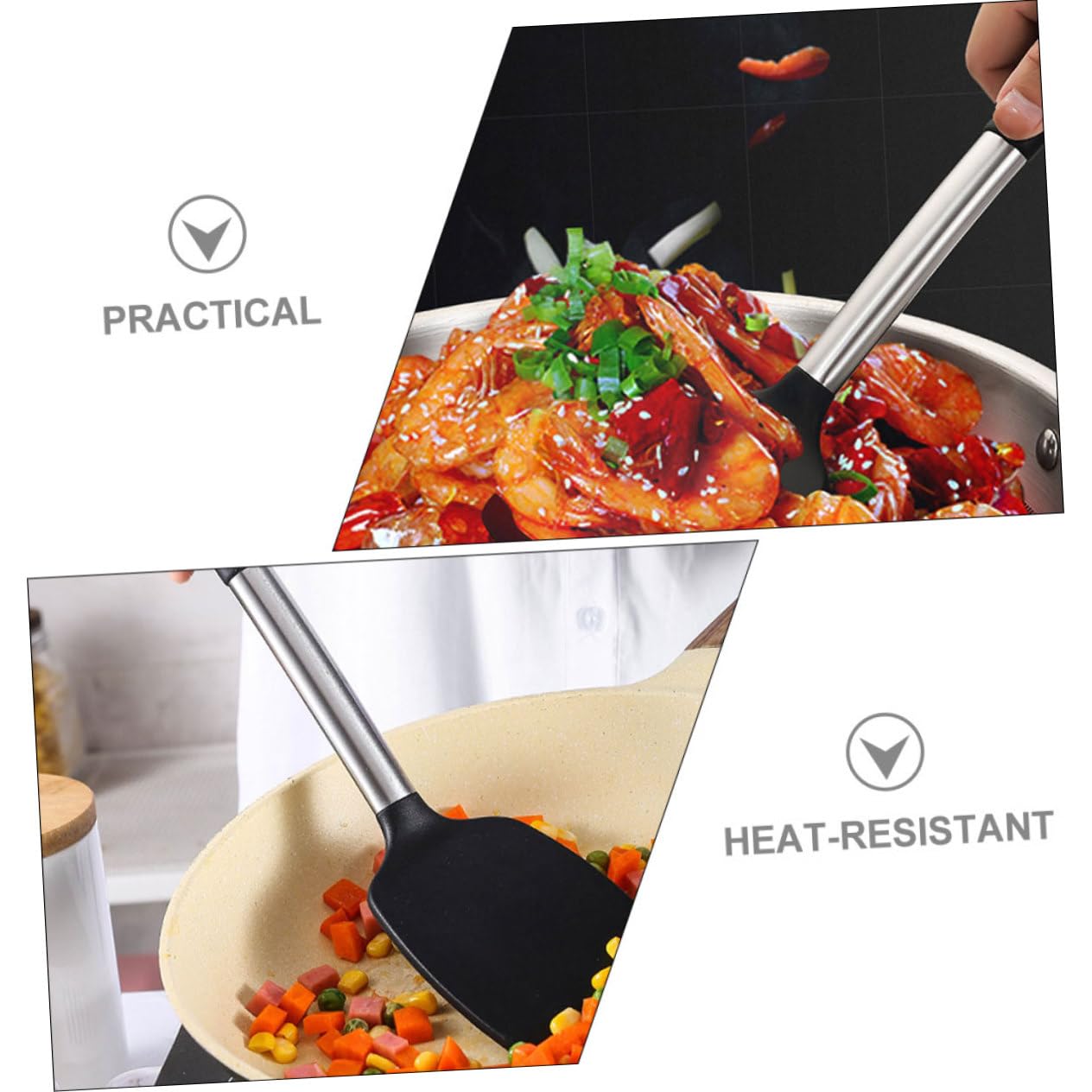 1 Set kitchen set stainless steel cookware silicone kitchen utensils non-stick utensils frying utensils dinnerware+sets stainless steel cooking utensils cooking spatula rice scoop