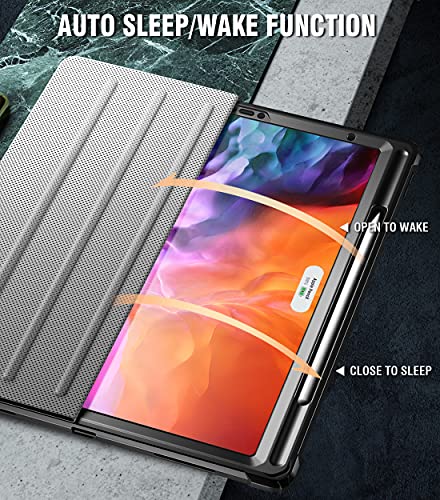 Poetic Explorer Series Designed for iPad Pro 12.9 2020 & 2018 Case, Full Body Triple Layers Tough 360 Degree Stand Folio Cover case with Built-in Screen Protector and Pencil Holder, Black