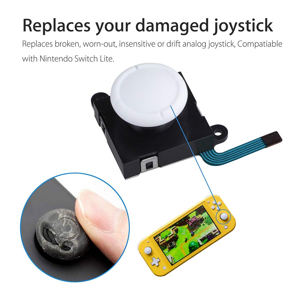2-Pack 3D Replacement Joystick Analog Thumb Stick for Nintendo Switch Lite and Joycon, Include Tri-Wing, Cross Screwdriver, Pry Tools, 4 Thumbstick Caps