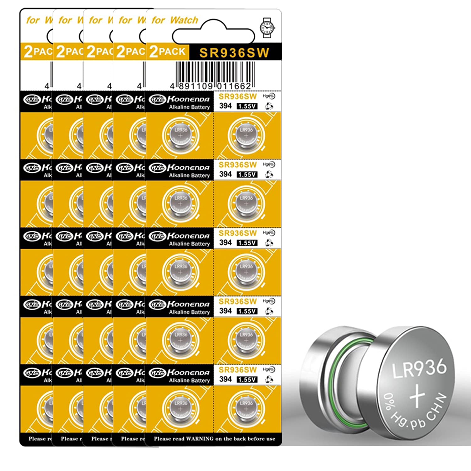 50pcs AG9 Button Watch Coin Cell 1.5V 394 SR936SW LR936 LR45 SR93 Alkaline AG9 Batteries for Watches, Laser Sight, Thermometer, Flashlight, Electronic Doorbell, LED Magnification Loupes