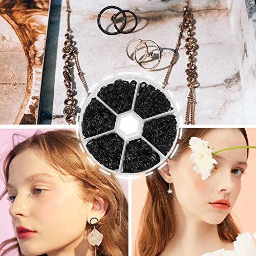 1000Pcs Black O Ring Connectors Metal Open Jump Rings Set 304 Stainless-Steel Jump Rings for Jewelry Making Connectors (4mm 5mm 6mm 7mm 8mm 10mm)