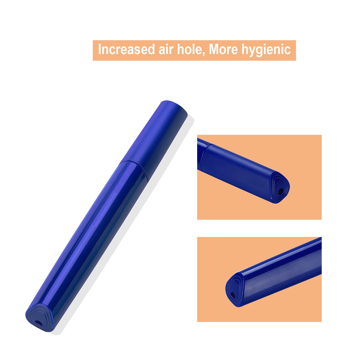 Travel Toothbrush Case, Portable Toothbrush Cover Container Storage Container, Breathable Design with Air Hole More Tube for Travel Hiking Camping and Business Trip (Deep Blue)