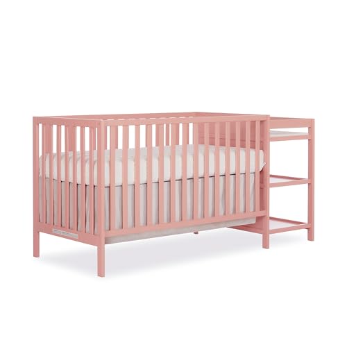 Dream On Me Synergy Convertible Crib and Changer in Dusty Pink with Detachable Changing Table, JPMA Certified, 1” Changing pad