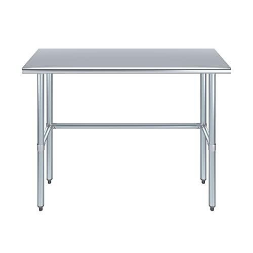 18" X 48" Stainless Steel Table with Open Base Table | Commercial & Residential Kitchen Laundry Garage Utility Bench | NSF Metal Prep Table