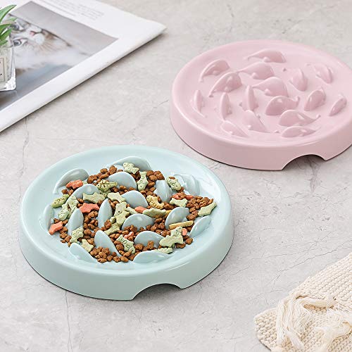Slow Feeder Cat Bowl,Melamine Fun Interactive Feeder Bloat Stop Puzzle Cat Bowl Preventing Feeder Anti Gulping Healthy Eating Diet Pet Dog Slow Feeding Bowls Against Bloat, Indigestion and Obesity