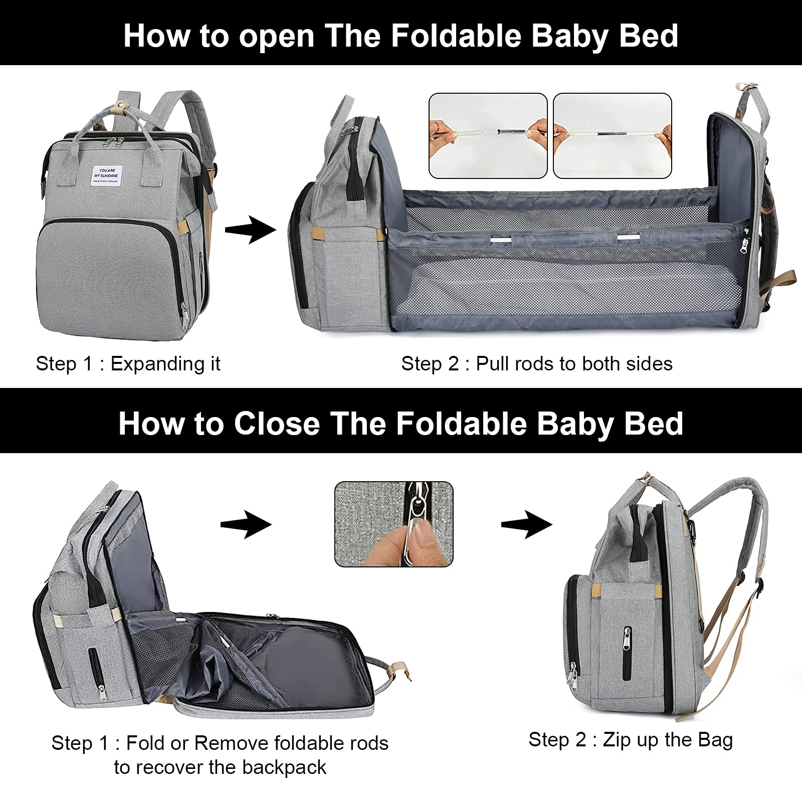 Lifecolor Diaper Bag Nappy Bags Waterproof Travel Backpack Mom Baby Care(Gray)