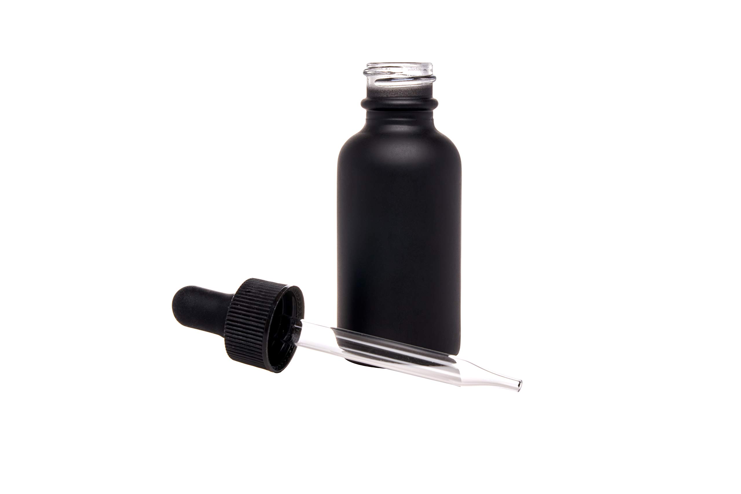 24 Pack Black Coated Boston Round Essential Oils Aromatherapy Glass Bottles Jar With Black dropper cap, 1oz