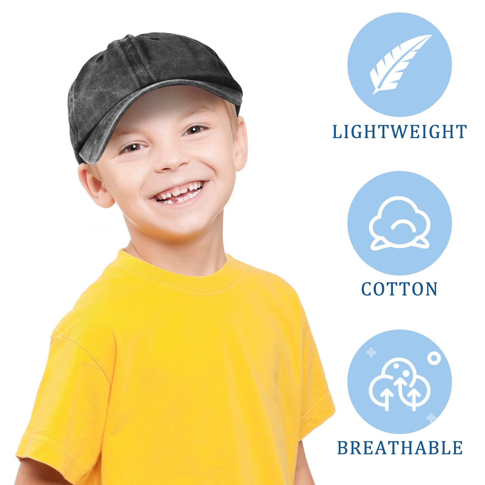 4 Pieces Kids Baseball Hats Distressed Washed Toddler Plain Baseball Caps Adjustable Summer Trucker Hats for Boys Girls