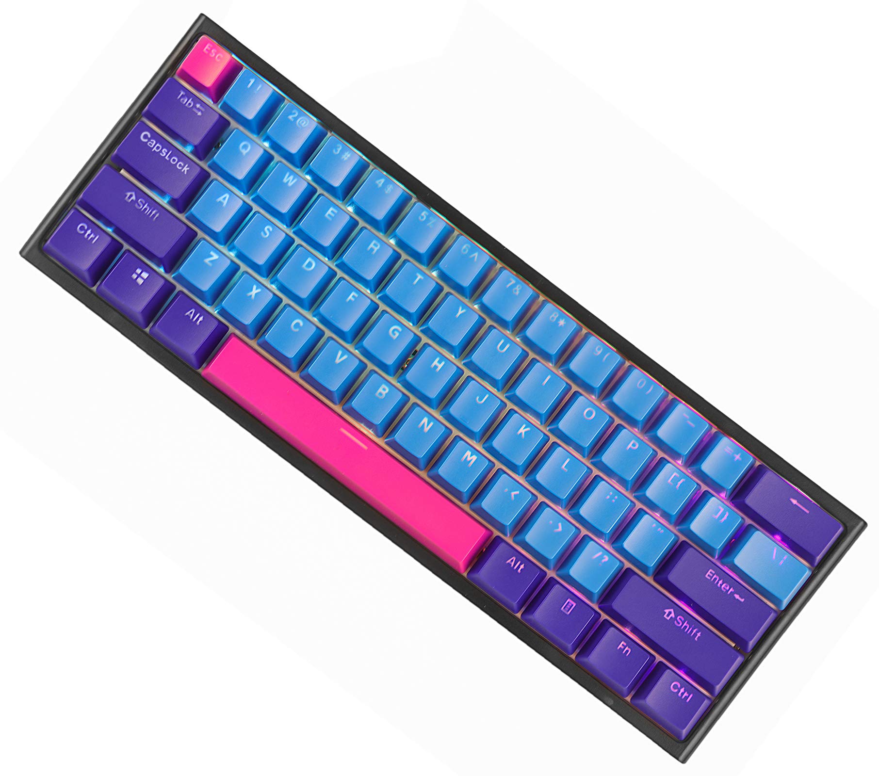 61 Mini Mechanical Keyboard,BOYI Mini RGB PBT Keycap Cherry MX Switch 60% Compact RGB Mechanical Gaming Keyboard (Cherry MX Blue Switch, Deep Blue+Purple)