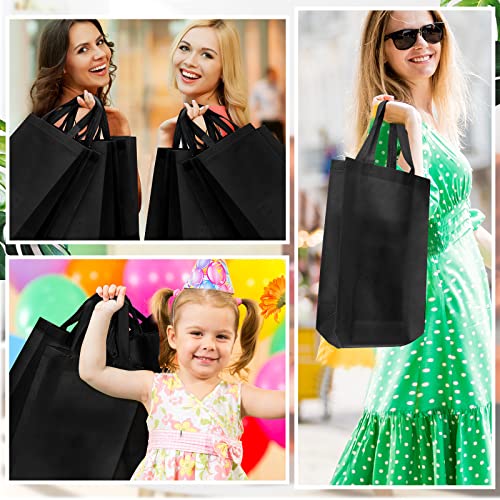24 Pcs Reusable Totes with Handles Black Tote Bag Kitchen Grocery Bag Fabric Cloth Heavy Duty Shopping Bags (Classic Style)