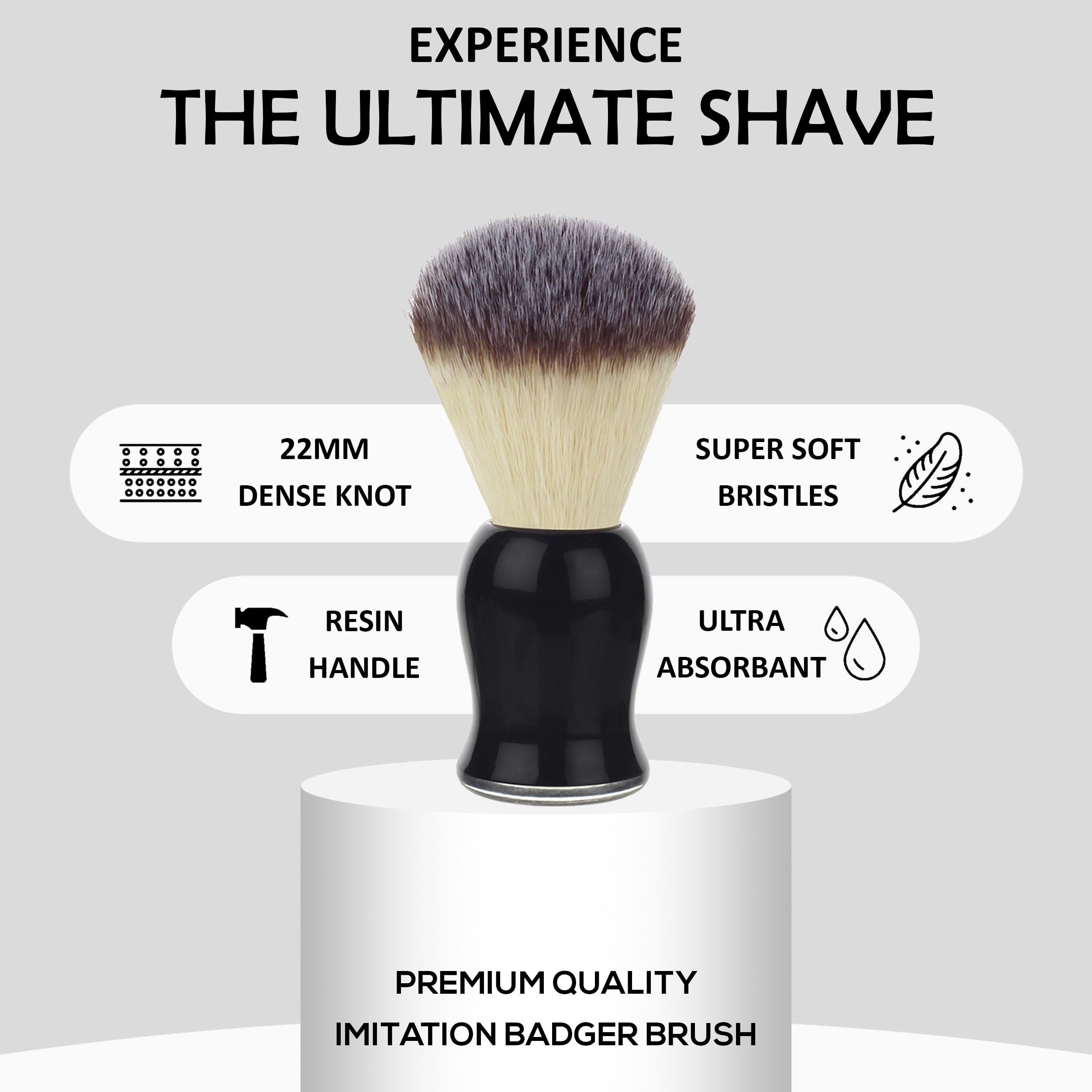RUBAB MEN Premium Shaving Brush for Men Made with Cruelty-Free Soft Bristles |Panther Edition| Experience Luxury Wet Shave | Boosting an Elegant Black-Toned Handle Handcrafted by Master Craftsman