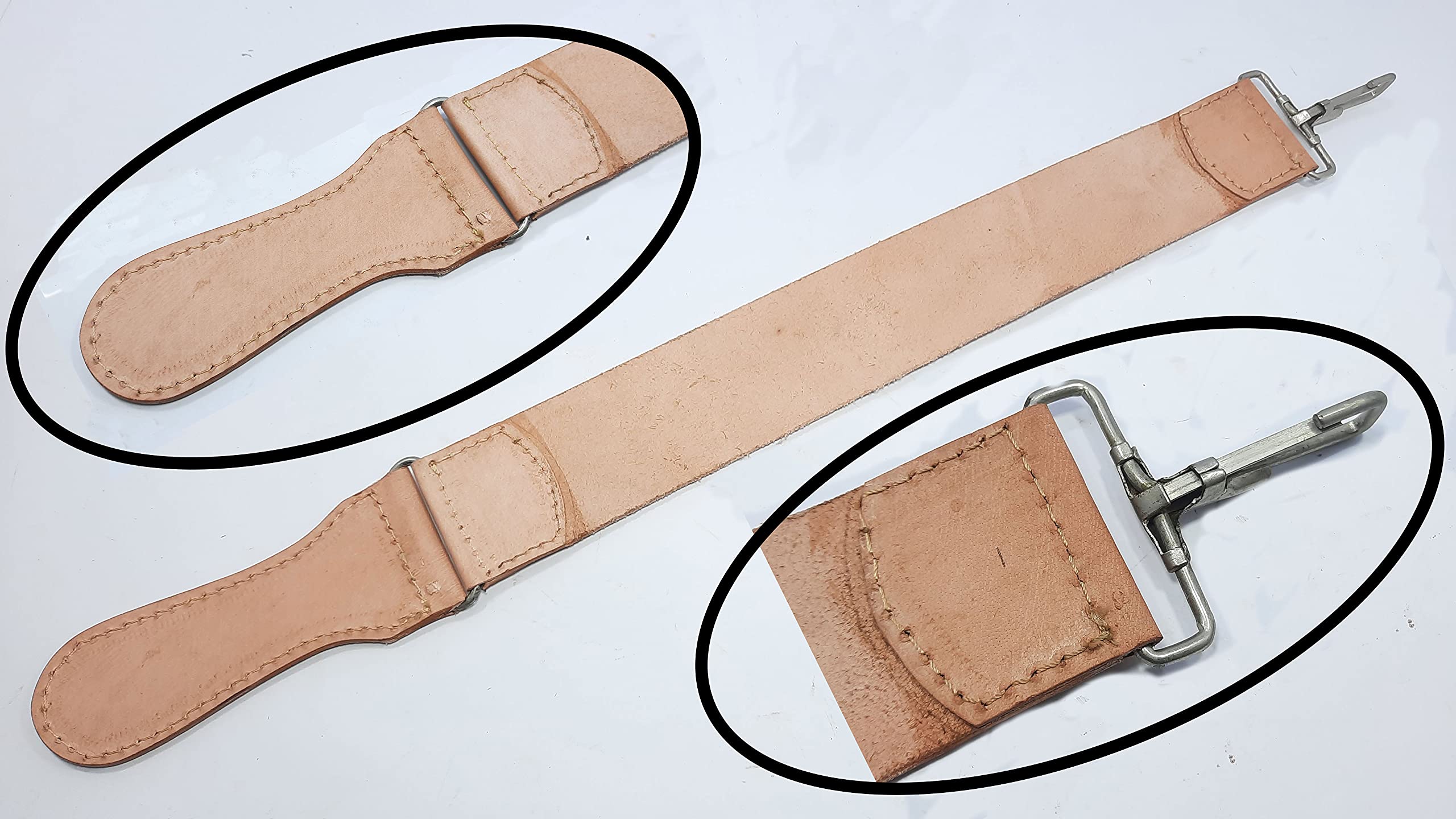 Qureshi Knifes Damascus Steel Straight Razor fixed Blade Camel Bone with Leather Sheath Belt Loop. STR-24001