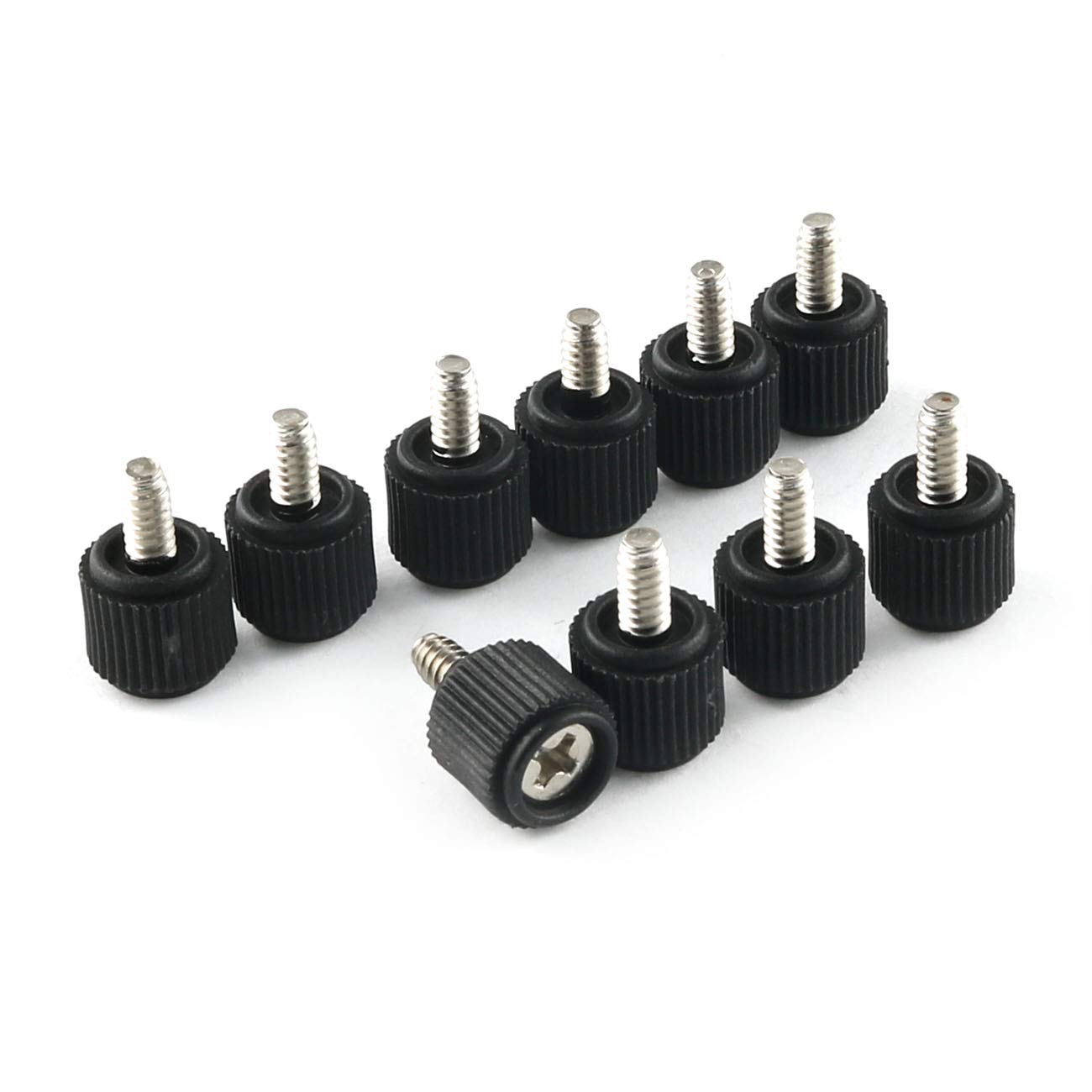 E-outstanding #6-32 Thumb Screw 10PCS #6-32 Black Nickle Plated Carbon Steel Philips PC Computer Case Thumbscrews Hand Tighten Thumb Screws