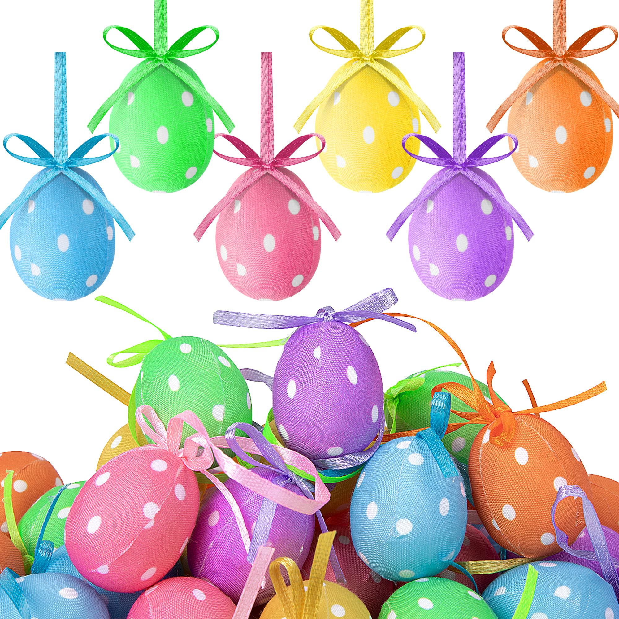 30PCS Large Easter Hanging Eggs-2 Inch Foam Easter Egg with Rabbit-Painted Hanging Ornaments for Easter Party Spring Home Garden Decoration (Gray Bunny-Large)