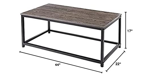 AZL1 Life Concept Coffee Table with Metal Frame,Clean, contemporary design meets rustic industrial style,for living room, office, Dark Brown/Black