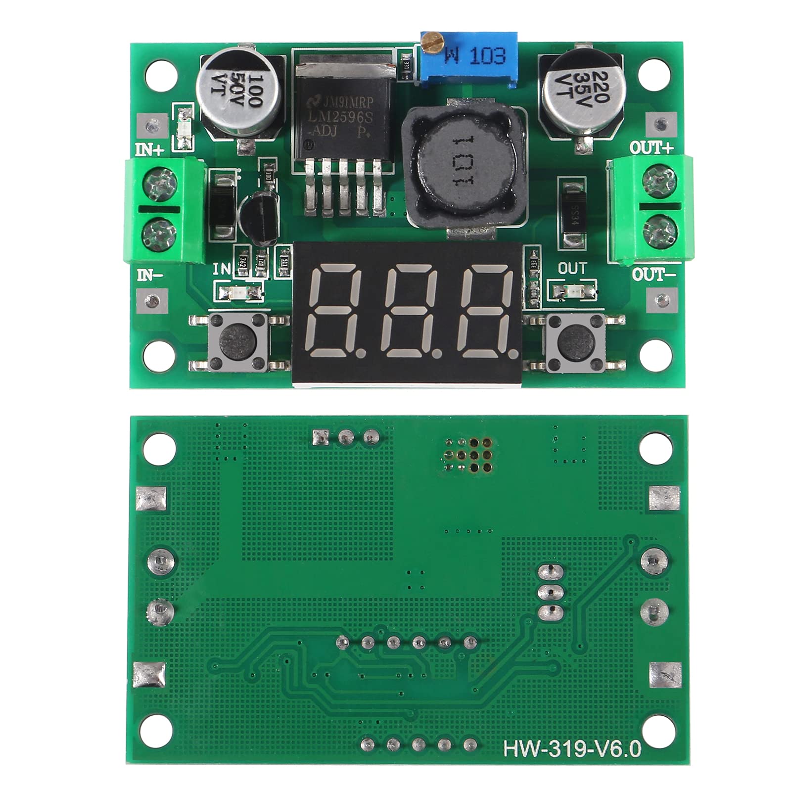 4pcs LM2596 Adjustable DC-DC Step Down Buck Power Convert Module 4.0-40V Input to 1.25-37V Output with LED Voltmeter Display