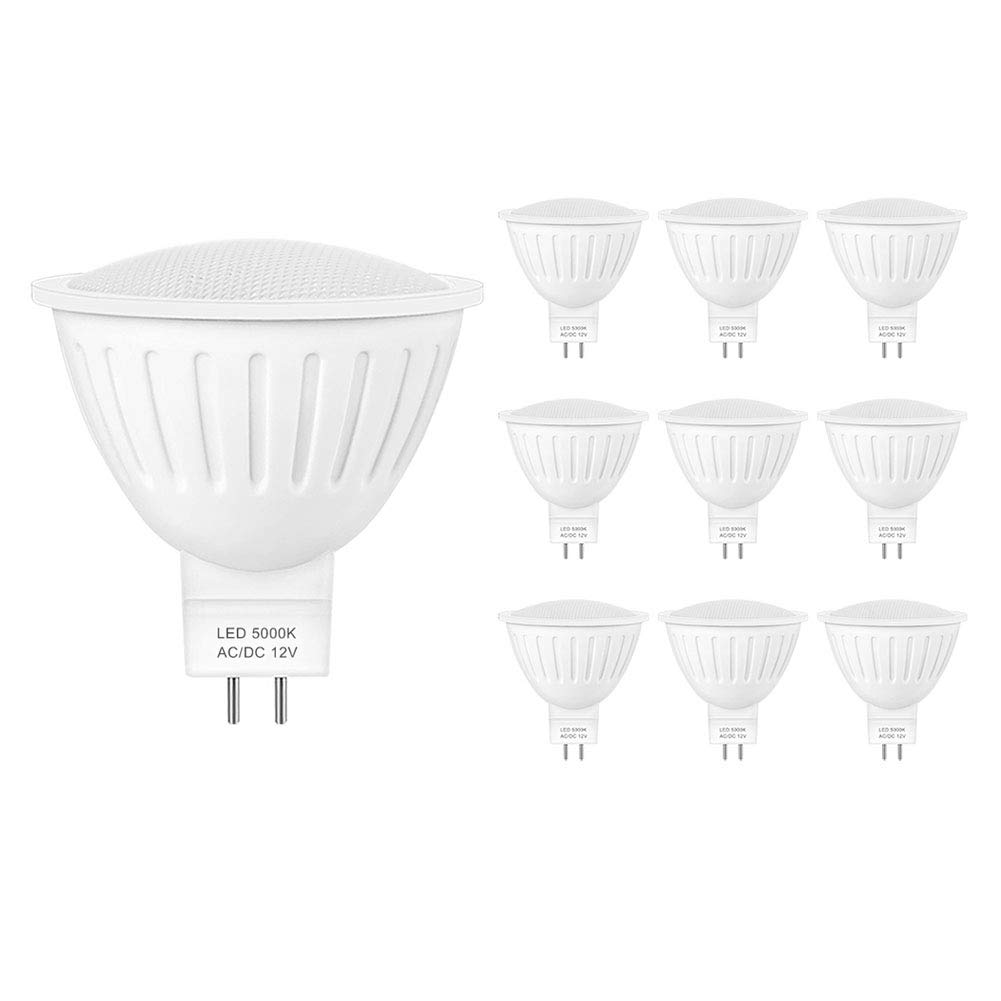 10 Pack MR16 LED Bulbs Non-Dimmable,GU5.3 LED Spotlight Bulbs,5000K -Kelvin Daylight White,7W 700LM,Energy Star,12V AC/DC,for Landscape,Recessed,Track Lighting