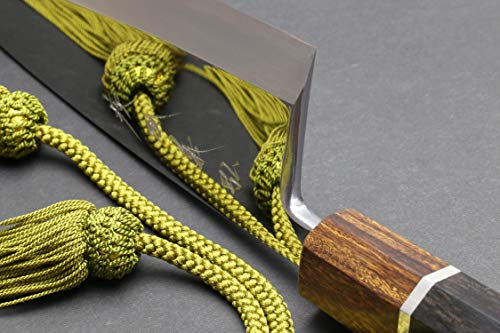 Yoshihiro Mizu Yaki Ginsanko Mirror-Finished High Carbon Stain Resistant Deba Fish Fillet Knife Ebony Handle with Silver Ring (7'' (180mm))