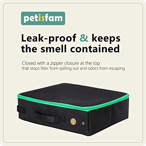 Portable Cat Travel Litter Box with Zipped Lid, No Leakage, No Smell, Easy to Carry, Easy to Use in Hotels, Car