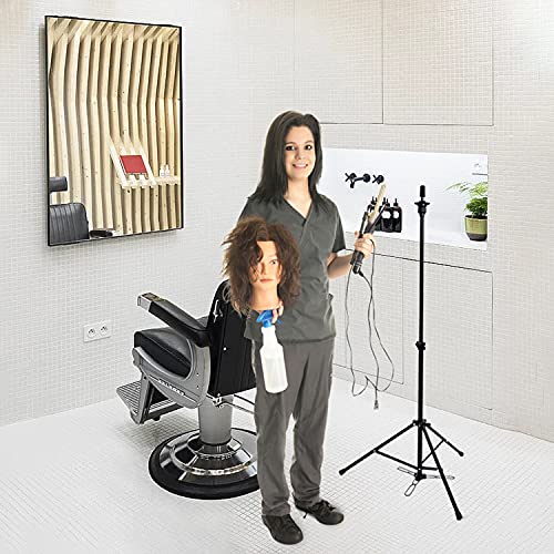 HYOUJIN Wig Head Stand Tripod Mannequin Head Stand Metal Adjustable Holder for Mannequin Head,Manikin Head,Training Head,Canvas Block Head with Wig Caps,T-Pins,Carry Bag (With Foot Panel)