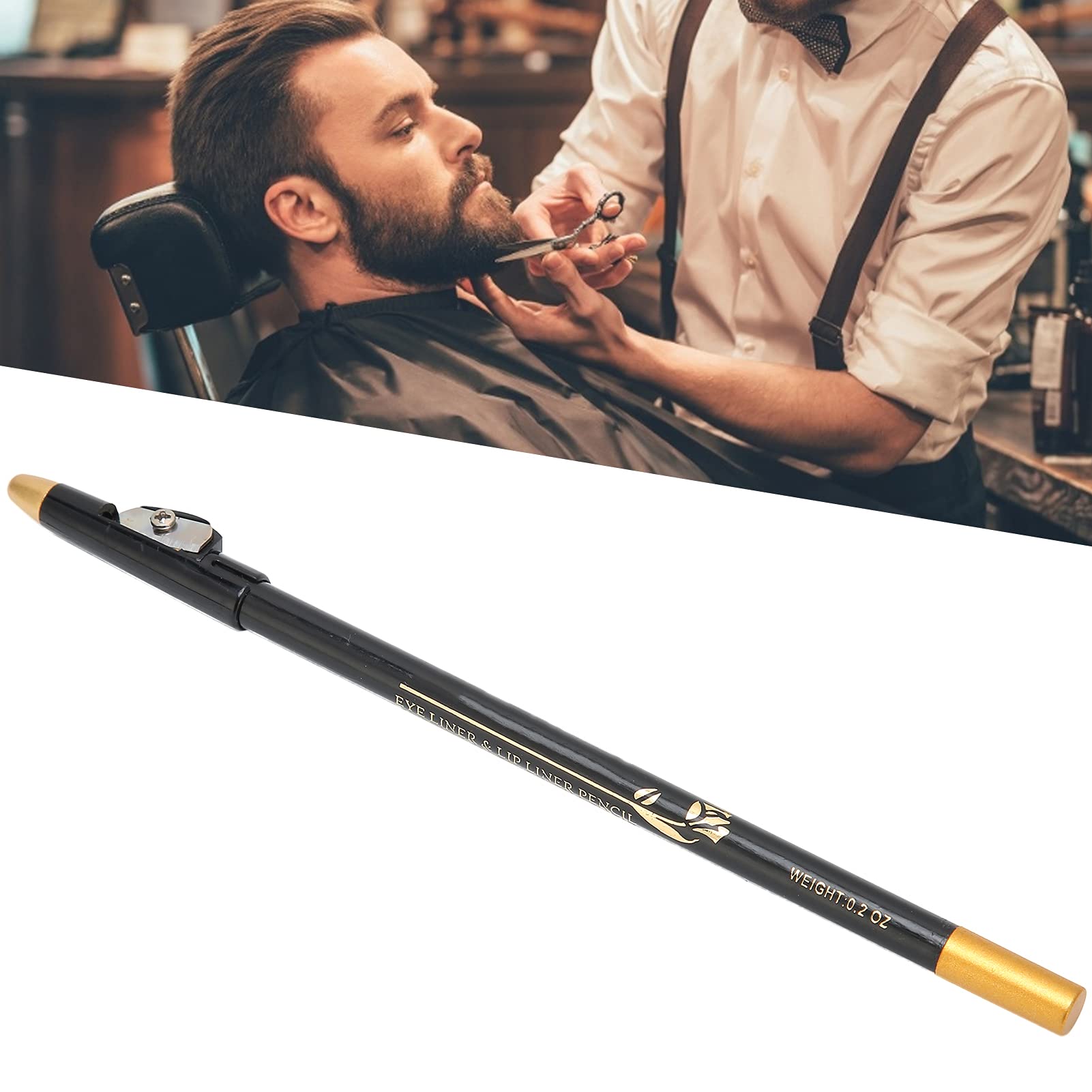 Barber Pencil, Beard Pencil Filler for Men, Barber Pencil for Lineup, Household Beard Pencil Liner, Long Lasting Repair Shape Beard Pen Water/Sweat Proof beard filler Shaping Styling Tool(black)