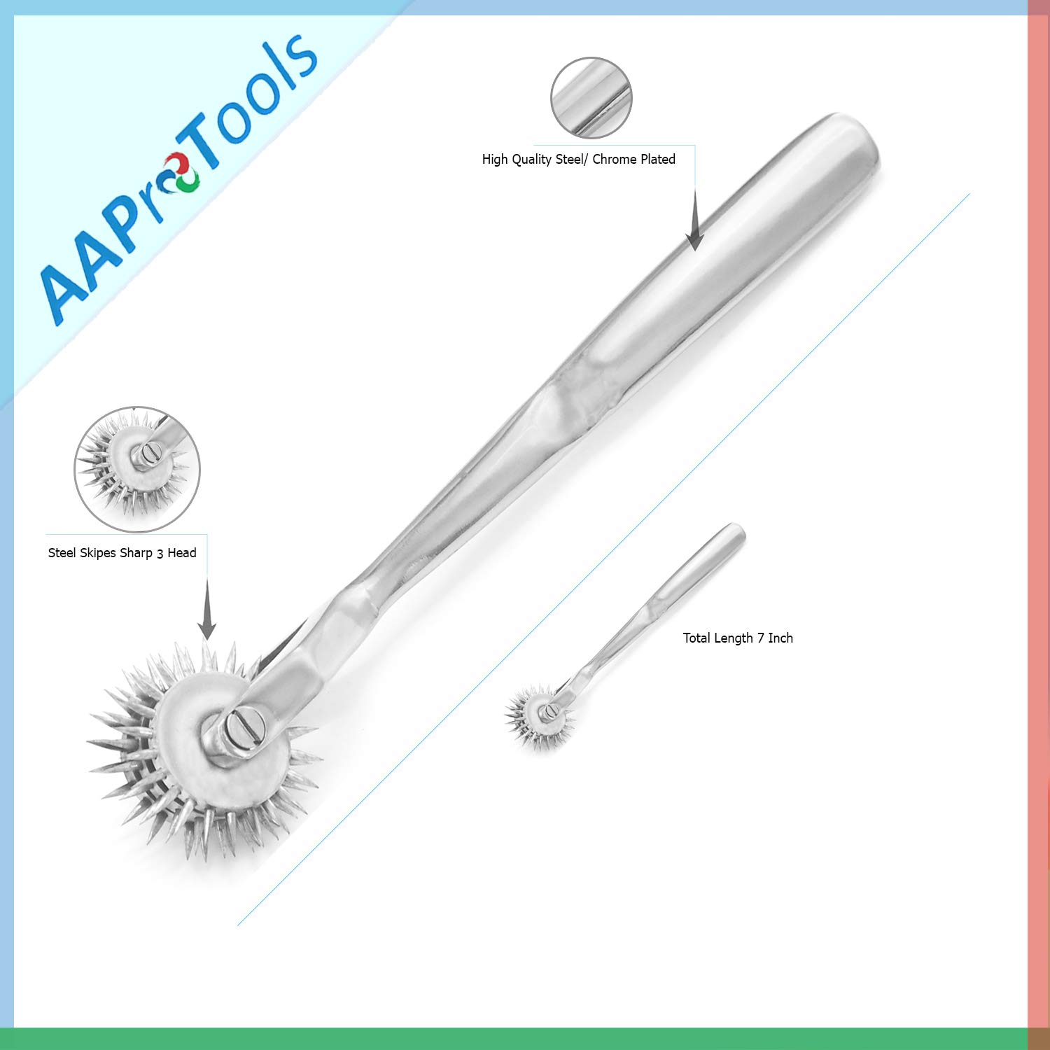AAProTools Wartenberg Sensory Pinwheel Pin Wheel 3 Head Diagnostic Neurological for Couples