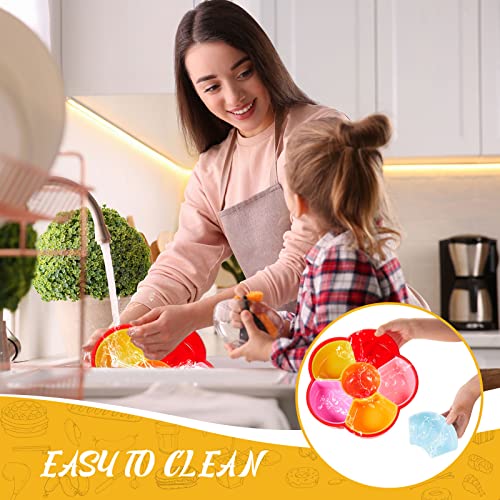 2 Pcs Flower Shaped Snack Tray Fruit Bowl Divided Serving Container 6 Compartment Fruit Tray Nut Candy Veggie Tray with Lid Fruit Platter Plastic Appetizer Tray Fruit Plate Organizer for Party Supply