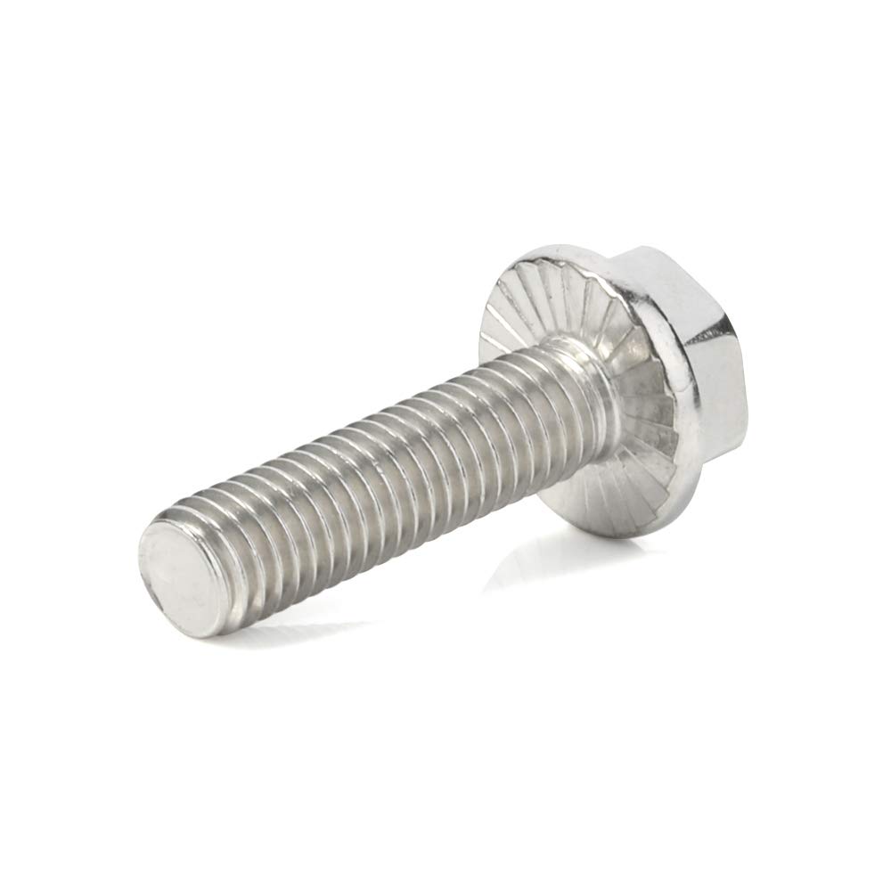 M6 x 10mm 12mm 16mm 20mm 25mm Flanged Hex Head Bolts Flange Hexagon Screw Assortment, Stainless Steel 18-8 (304), DIN 6921, Quantity 25