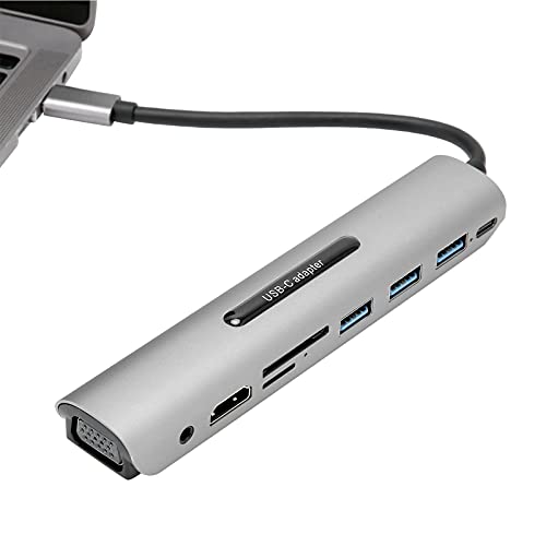 9 in 1 TypeC to Multi Interface Hub,TypeC Docking Station TypeC to HD Multimedia Interface/VGA/USB3.0/PD Adapter with 4K HD Output,Plug and Play