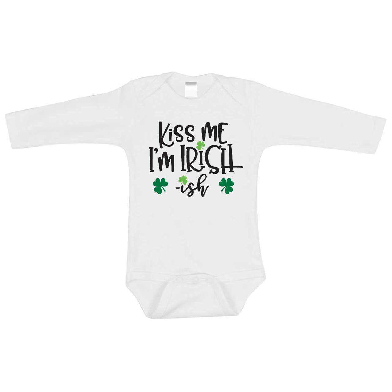 Baby Kiss Me I'm Irish-ish St. Patrick's Day Bodysuit (12-18 Months, Long Sleeve)