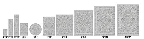 Pasargad Home Fantasia Oriental Area Rug - Luxury Power Loom, Living Room, Bedroom Accent Rugs-12' 0" X 15' 0", Ivory/Silver