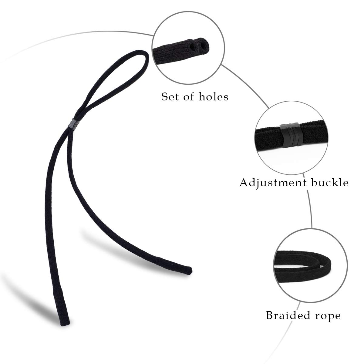 HALF CRESCEN Glasses Strap for Men Women (Pack of 2 Black) Keep Your Eyeglasses Close and Secure with our sunglasses strap