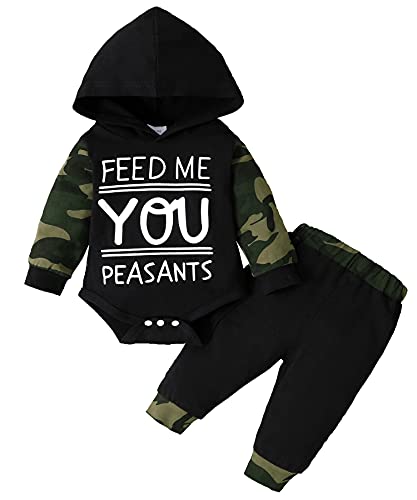 Newborn Baby Boy Clothes,Camo Fall Winter Outfits Clothing Black 0-3 months