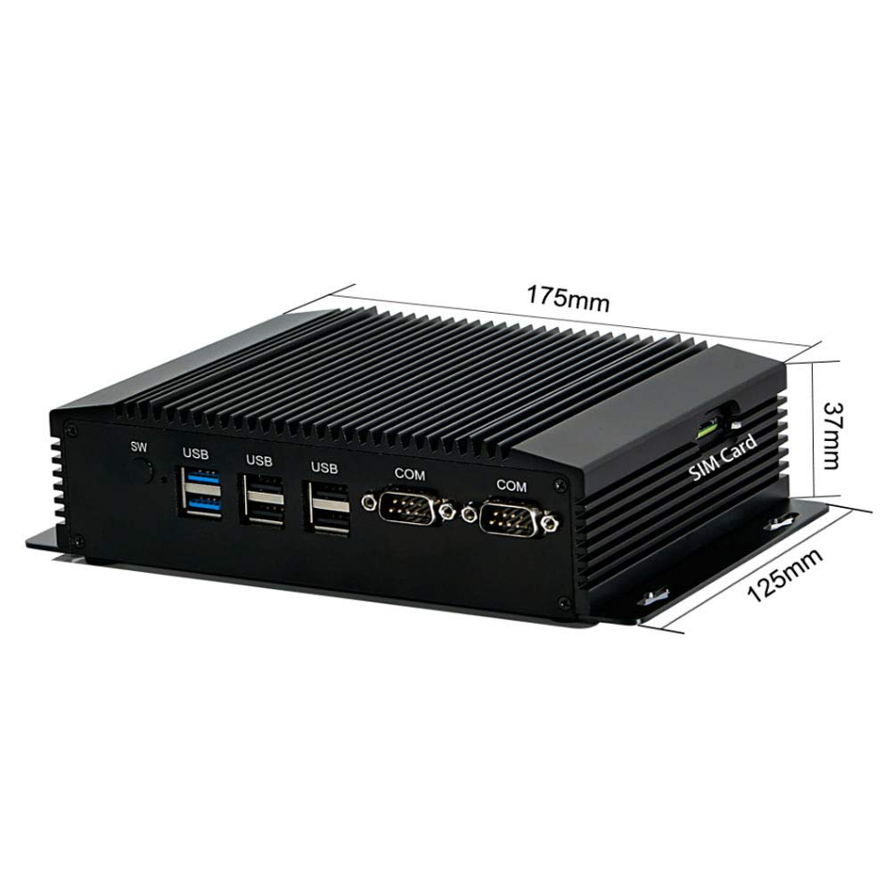 PARTAKER Fanless Industrial PC, Mini PC with Celeron J1900/N3520/N2920 CPU, 4GB Ram 64GB SSD, 2xCOM, 2xUSB 3.0, 4xUSB 2.0, 2xLAN, HD Port, VGA, Wi-Fi, Windows 10 Pro
