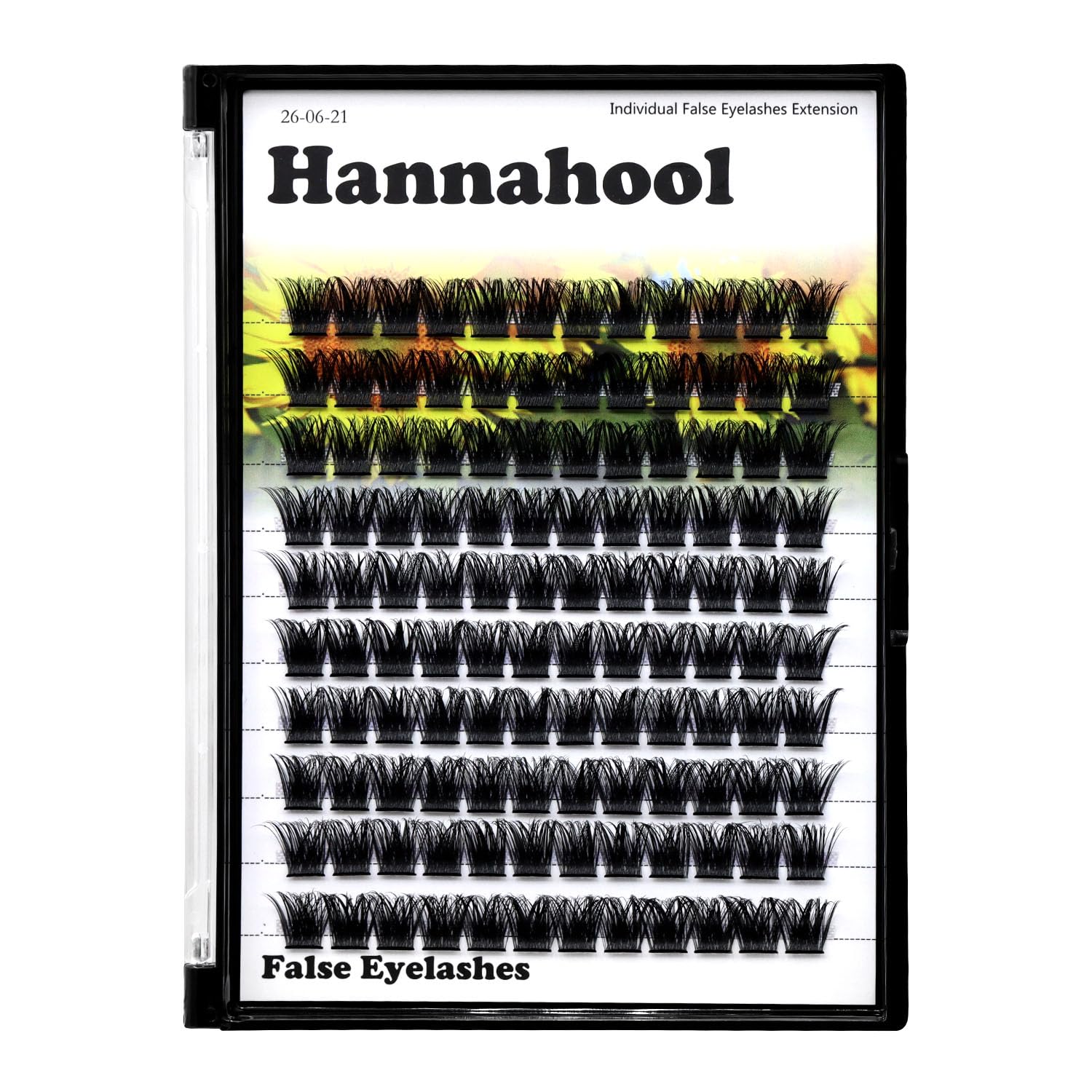 Hannahool Large Pack Wide Stem Cluster Eyelashes D Curl 10-20mm Available Handmade D Curl Wide Stem Individual False Eyelashes 5D Volume DIY Eye Lashes Extensions Beauty Tools (16mm)